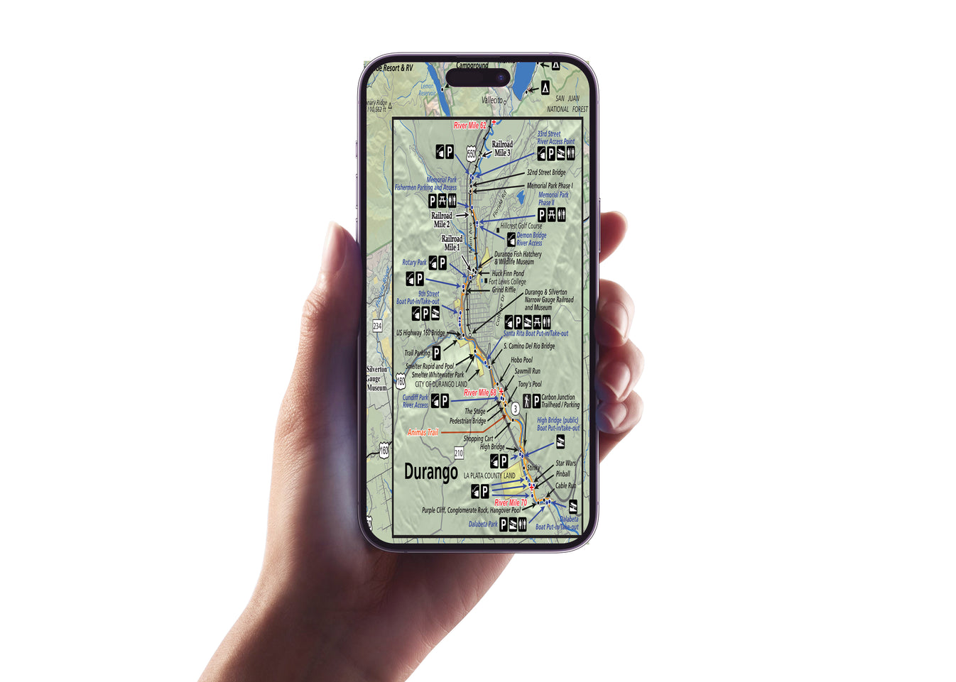 Animas River GPS Fishing Map – mapthexperience.com