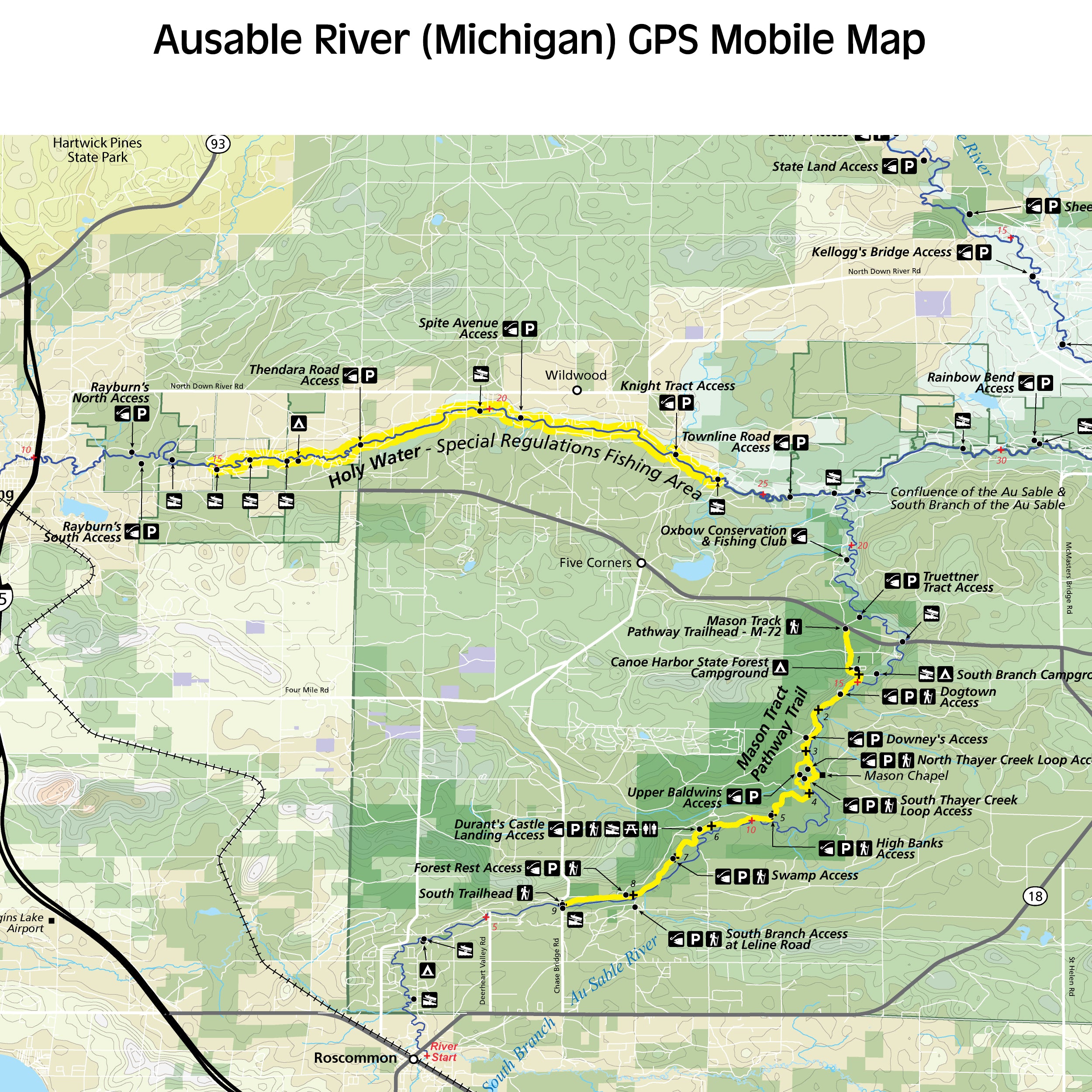 Ausable River Michigan Mobile GPS Fishing Map