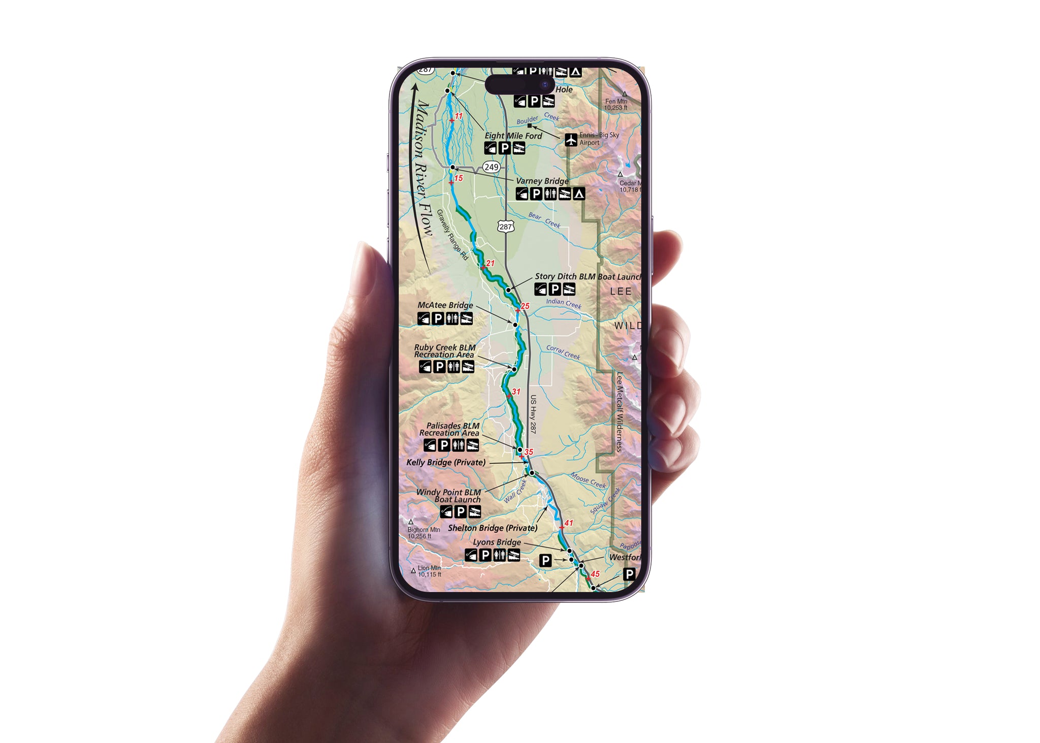 Madison River, Montana GPS Fishing Map – mapthexperience.com