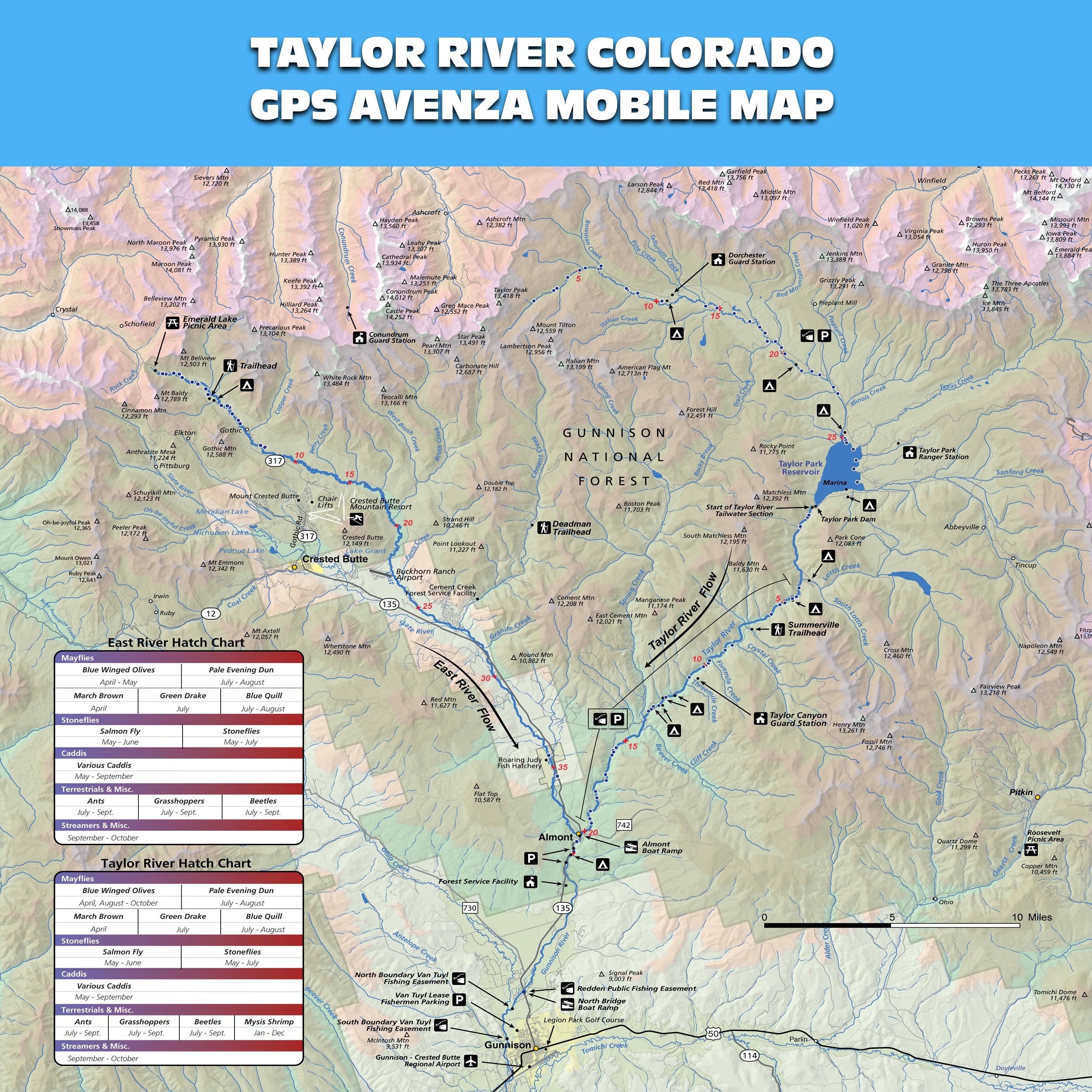 Taylor River Colorado Mobile GPS Fishing Map – mapthexperience.com