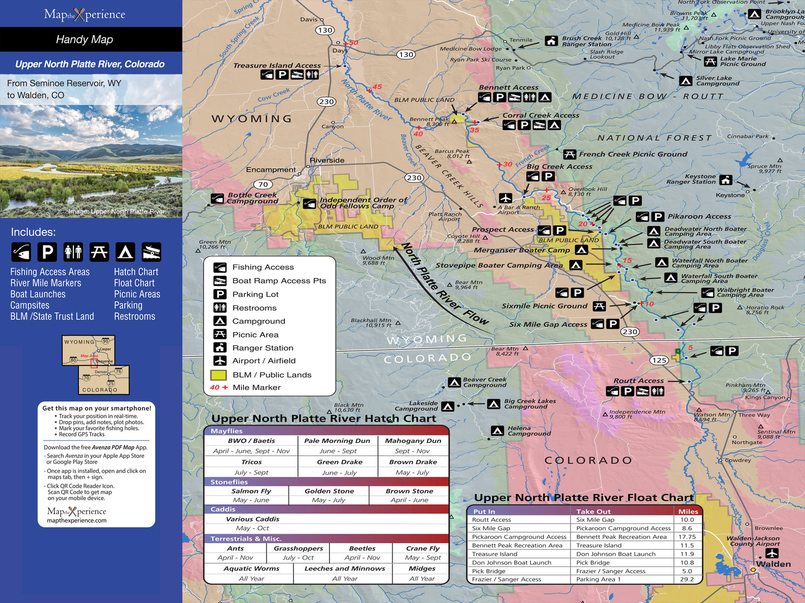 Upper North Platte River Wyoming Fishing Map & Access Guide ...